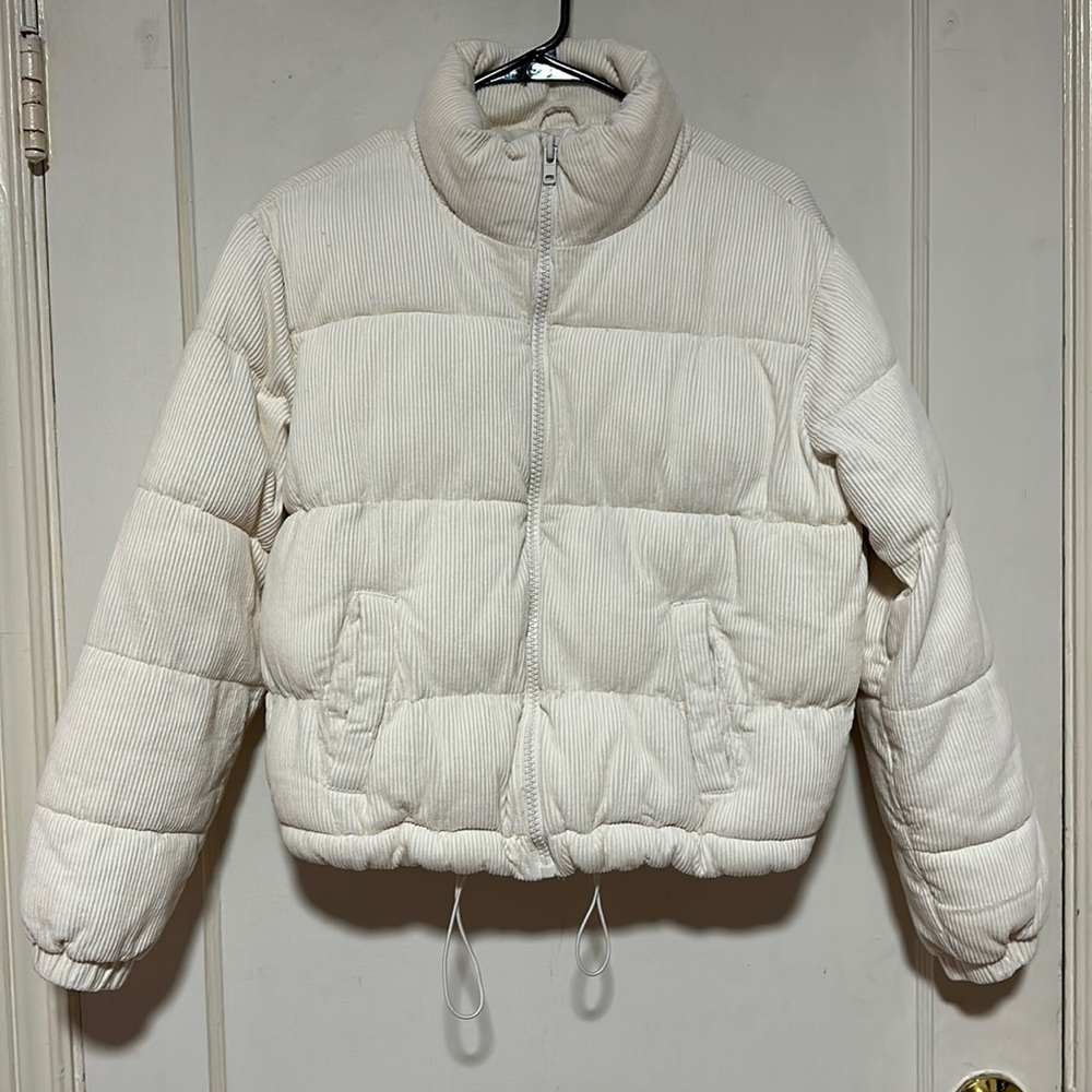 White Cropped Puffy Jacket - Gem
